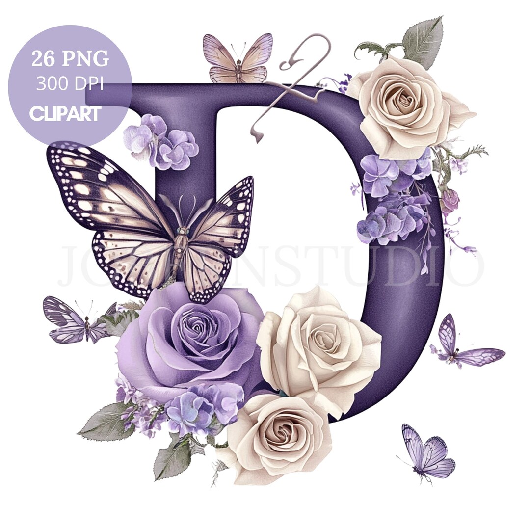 Floral Alphabet Letter A-Z Clipart Bundle 26 High Quality Png ...