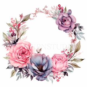Peony Garland Clipart Bundle 10 High Quality Png,watercolor Floral ...