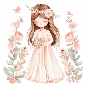 First Communion Clipart Png,bundle 17 High Quality,pink Girl Praying ...