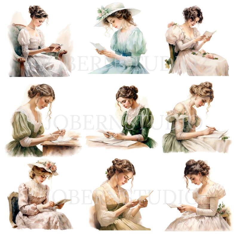 Victorian Woman Reading Book Clipart Png,bundle 15 High Quality Jpg ...