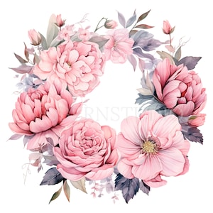 Peony Garland Clipart Bundle 10 High Quality Png,watercolor Floral ...