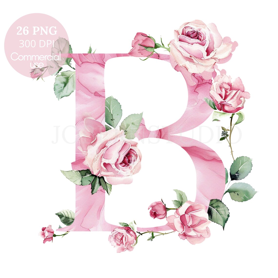 Pink Alphabet Letter Clipart Bundle 26 High Quality PNG, Watercolor ...