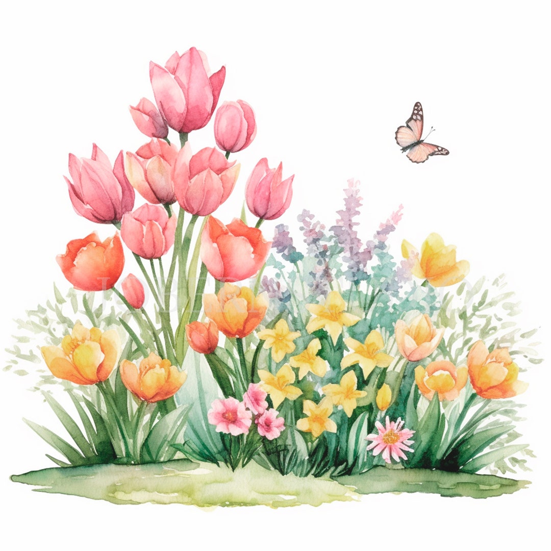 Spring Garden Clipart Png,bundle 15 High Quality,watercolor Garden ...