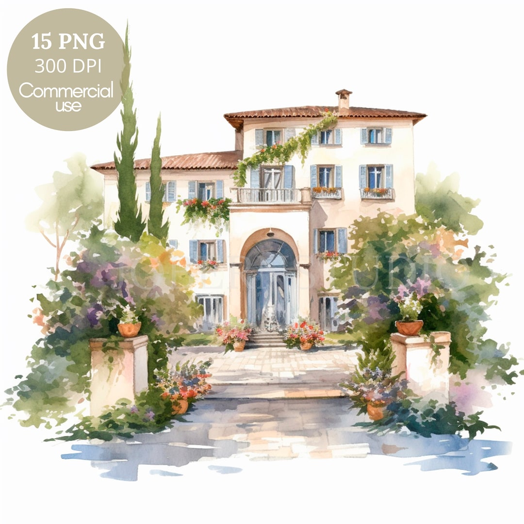 Italian Villa Clipart Png,bundle 15 High Quality,watercolor Home ...