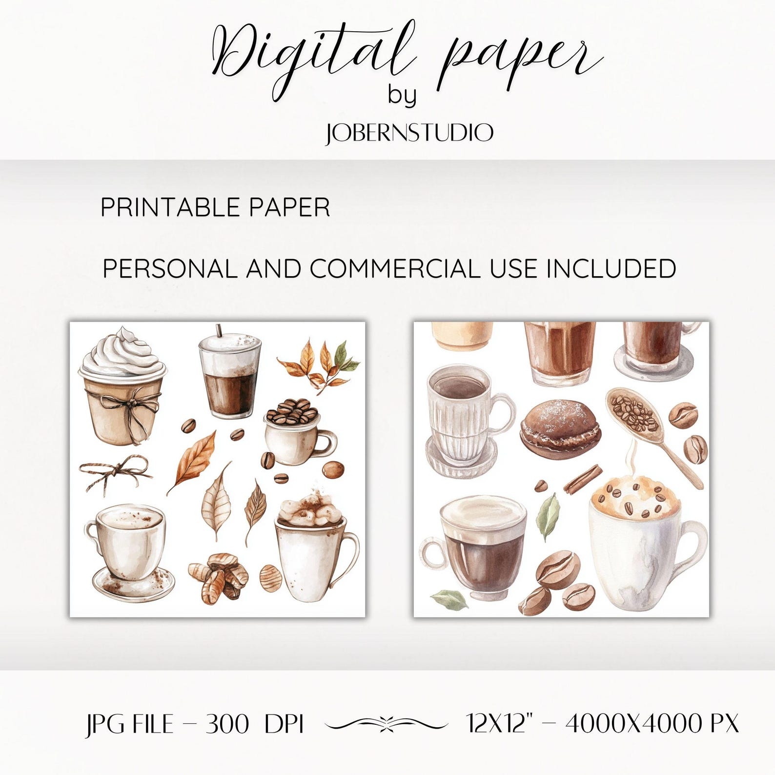 Coffee Digital Paper Pack- 20 Scrapbook Junk Journal Papers -seamless ...