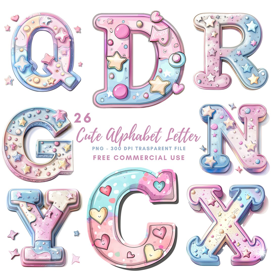 Cute Alphabet Letter Clipart Bundle 26 High Quality Png,watercolor Baby ...