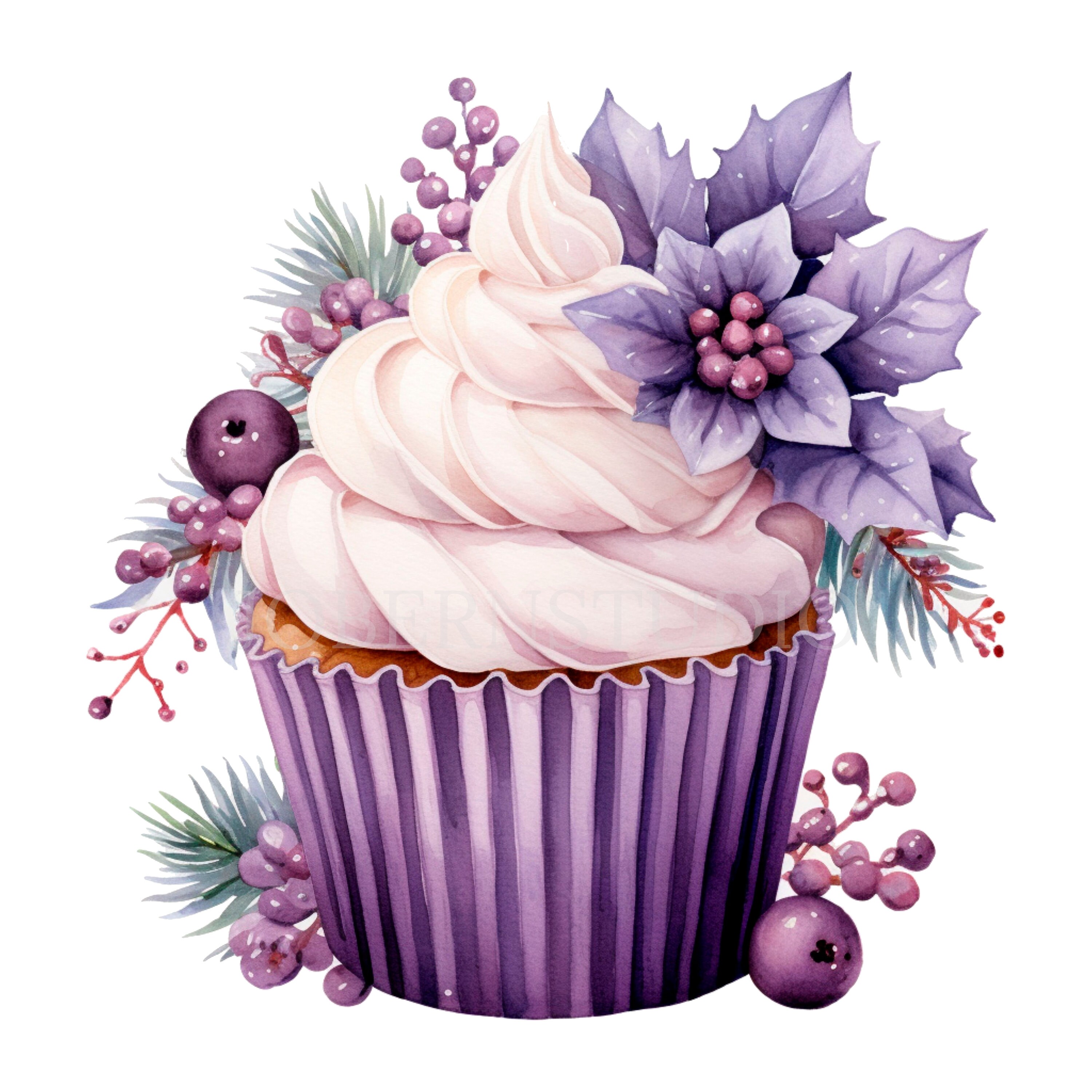 Flower Cupcake Clipart,bundle 15 High Quality Png,watercolor Clip Art ...
