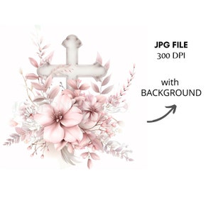 Pink Flower Cross Clipart Bundle 12 High Quality Png,cross Watercolor ...