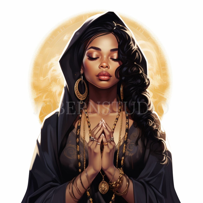 Black Woman Praying Clipart Png,bundle 10 High Quality Jpg,digital Download,card Making,digital ...
