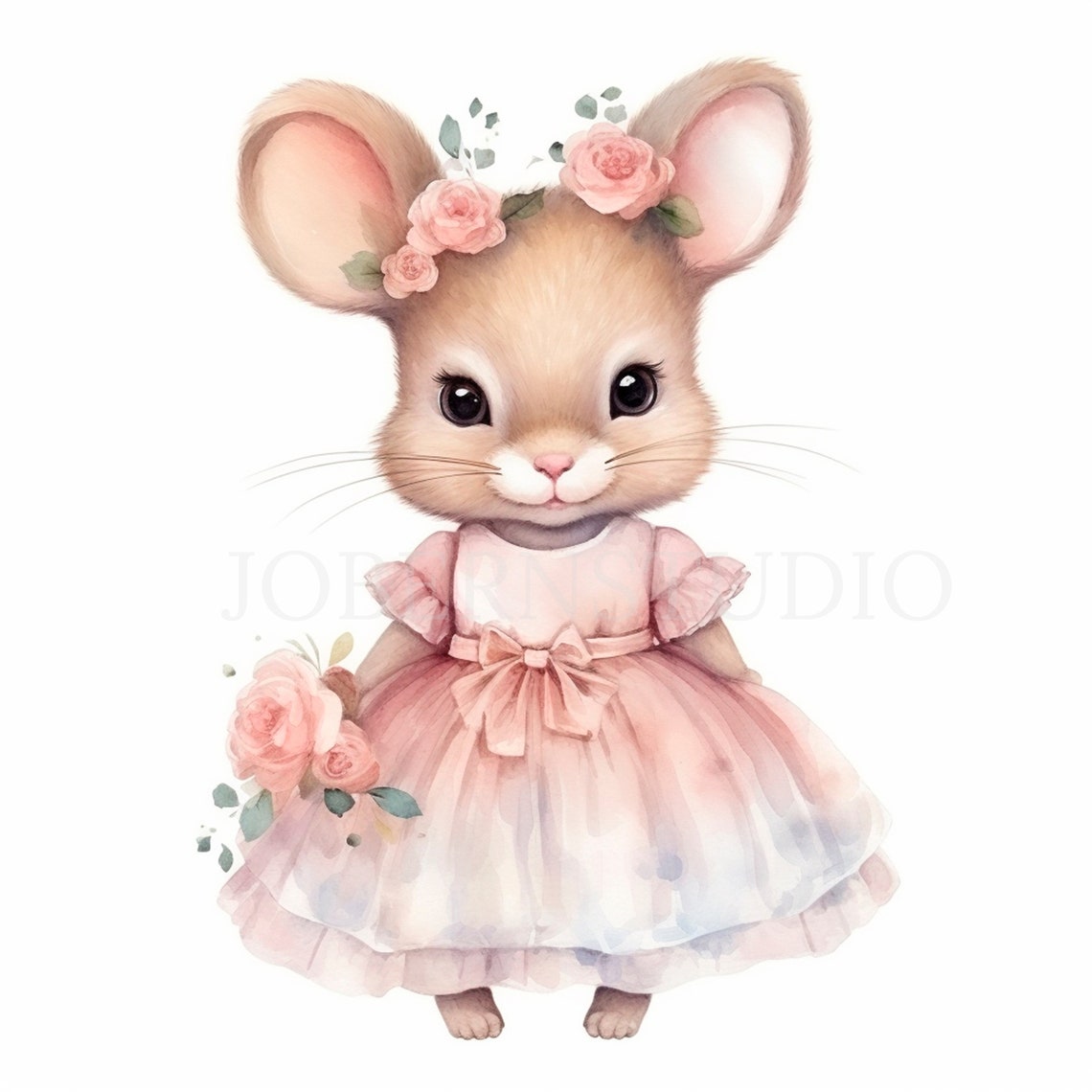 Pink Mouse Flower Clipart PNG Bundle 12 High Quality,watercolor Mouse ...