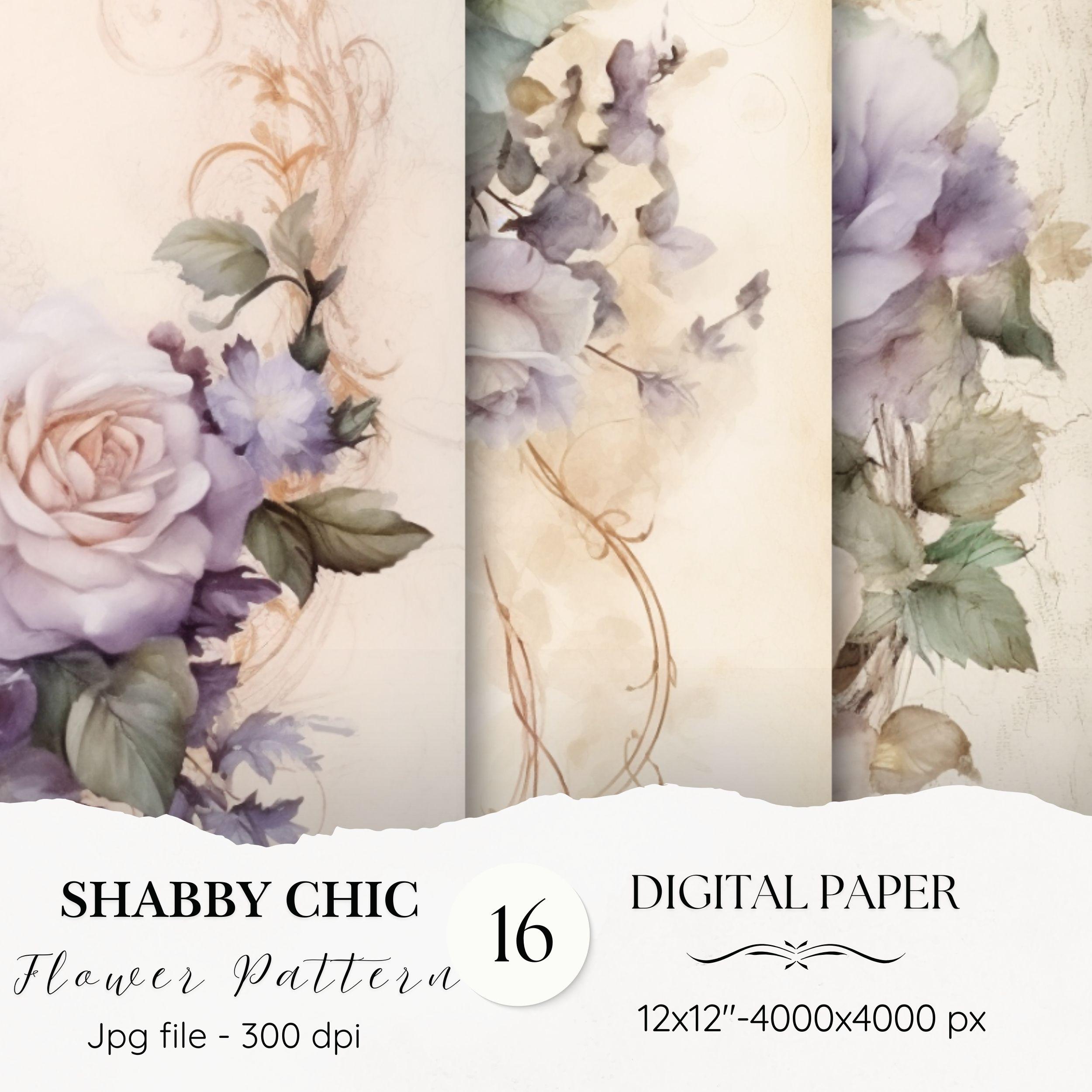 Shabby Chic Digital Paper Pack- 16 Vintage Scrapbook Junk Journal ...