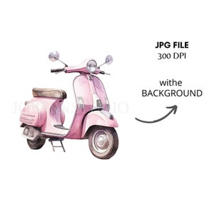 Pink Vespa Clipart Bundle 15 High Quality Png,vespa Motorbike ...
