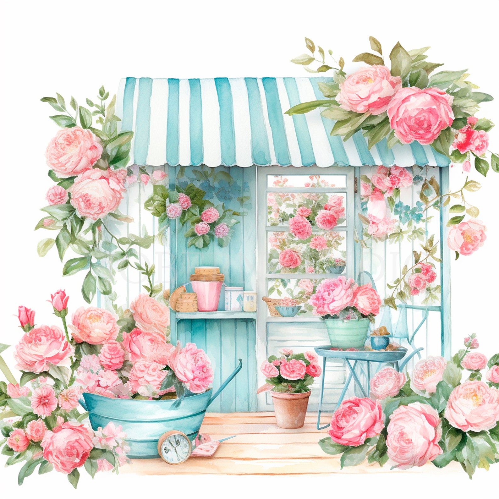 Shabby Chic Garden Clipart Bundle 15 High Quality Png,pink Flower ...
