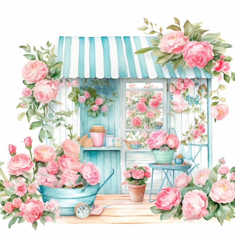 Shabby Chic Garden Clipart Bundle 15 High Quality Png,pink Flower ...