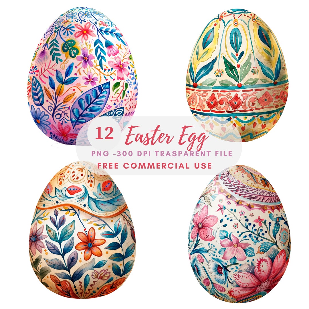 Easter Egg Clipart PNG Bundle 12 High Quality,pastel Easter Watercolor ...