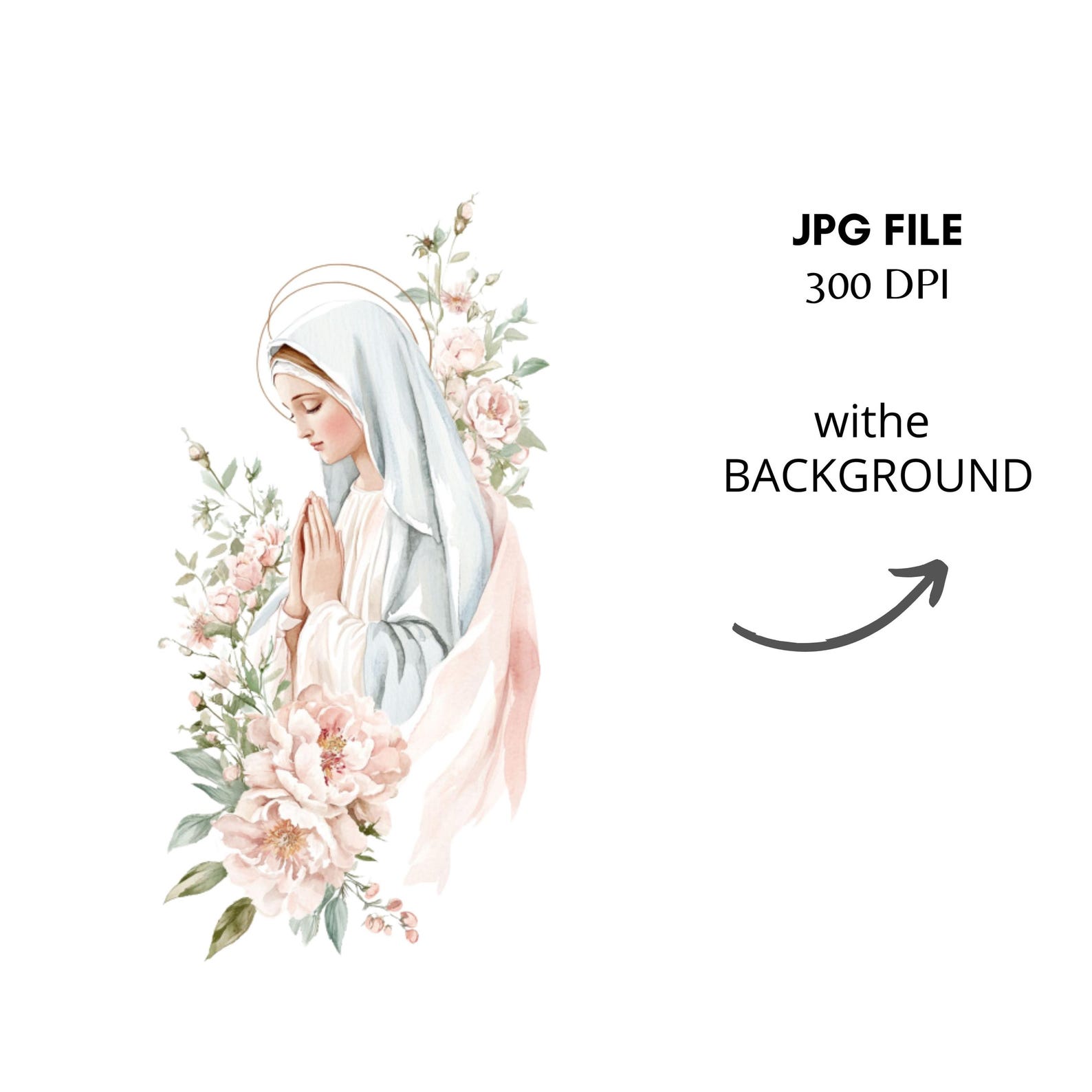 Virgin Mary Flower Clipart,bundle 18 High Quality PNG, Virgin Mary and ...