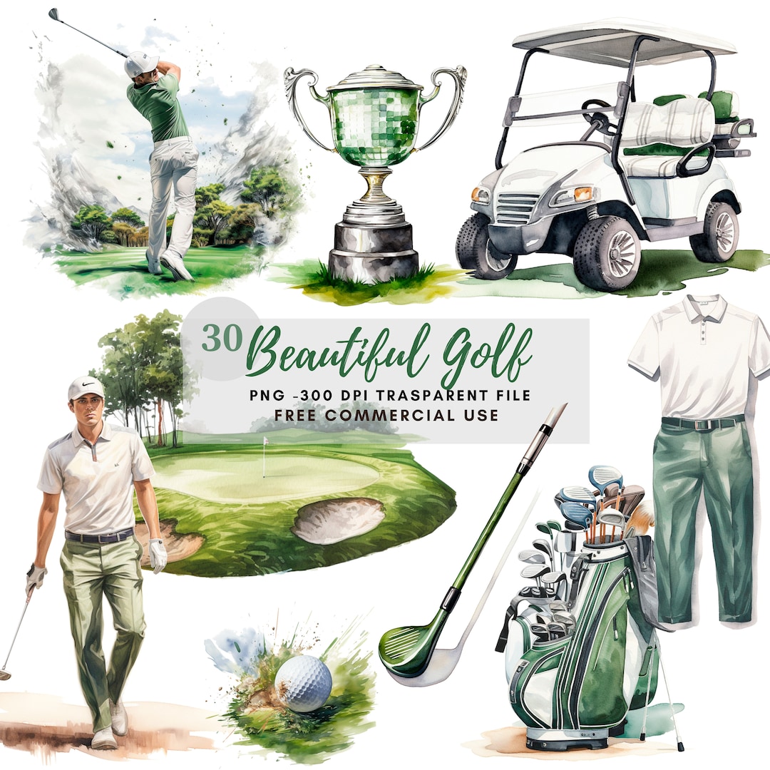 Golf Clipart Png,bundle 30 High Quality, Watercolor Sport Golf Digital ...