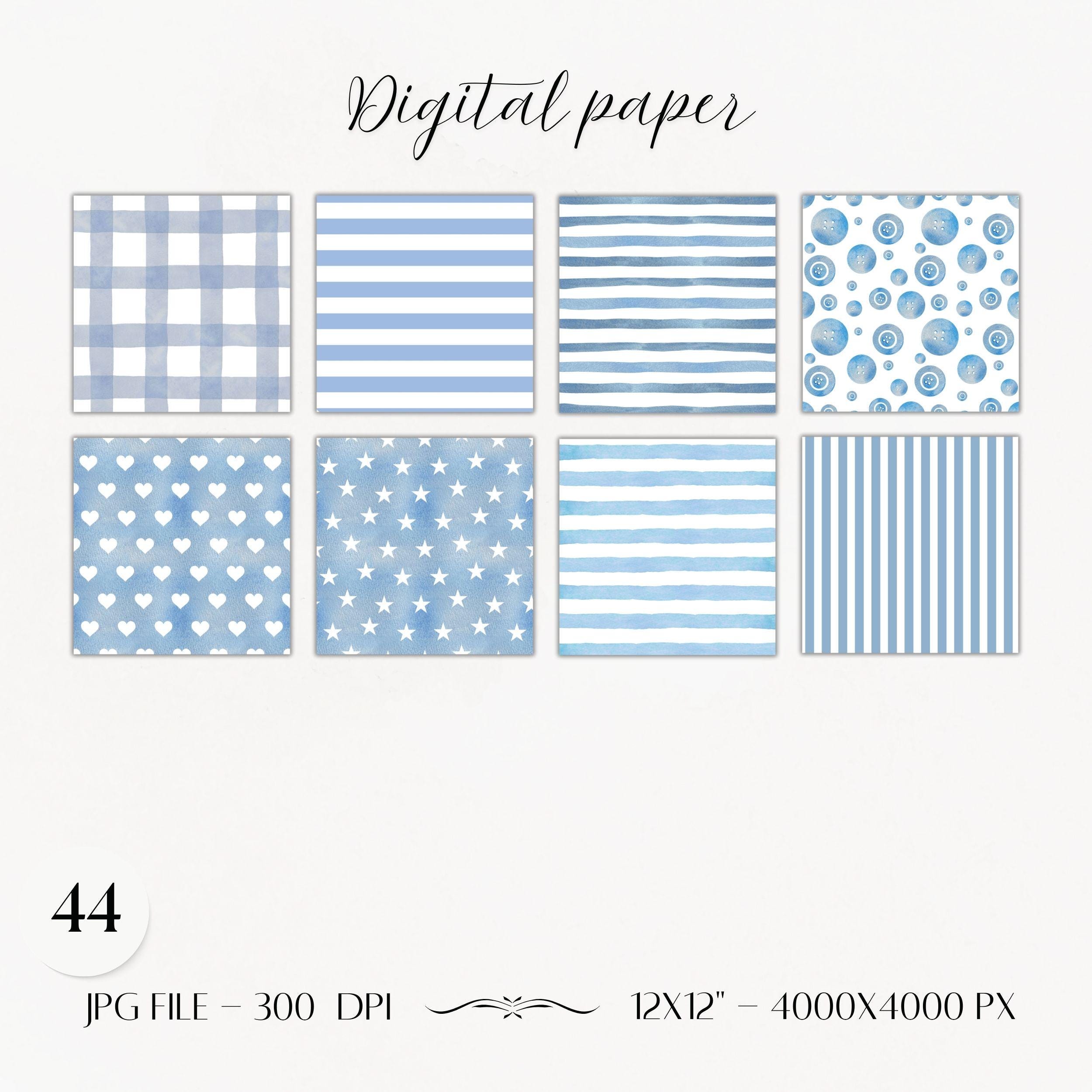 Blue Cute Baby Digital Paper Pack- 44 Nursery Scrapbook Junk Journal ...