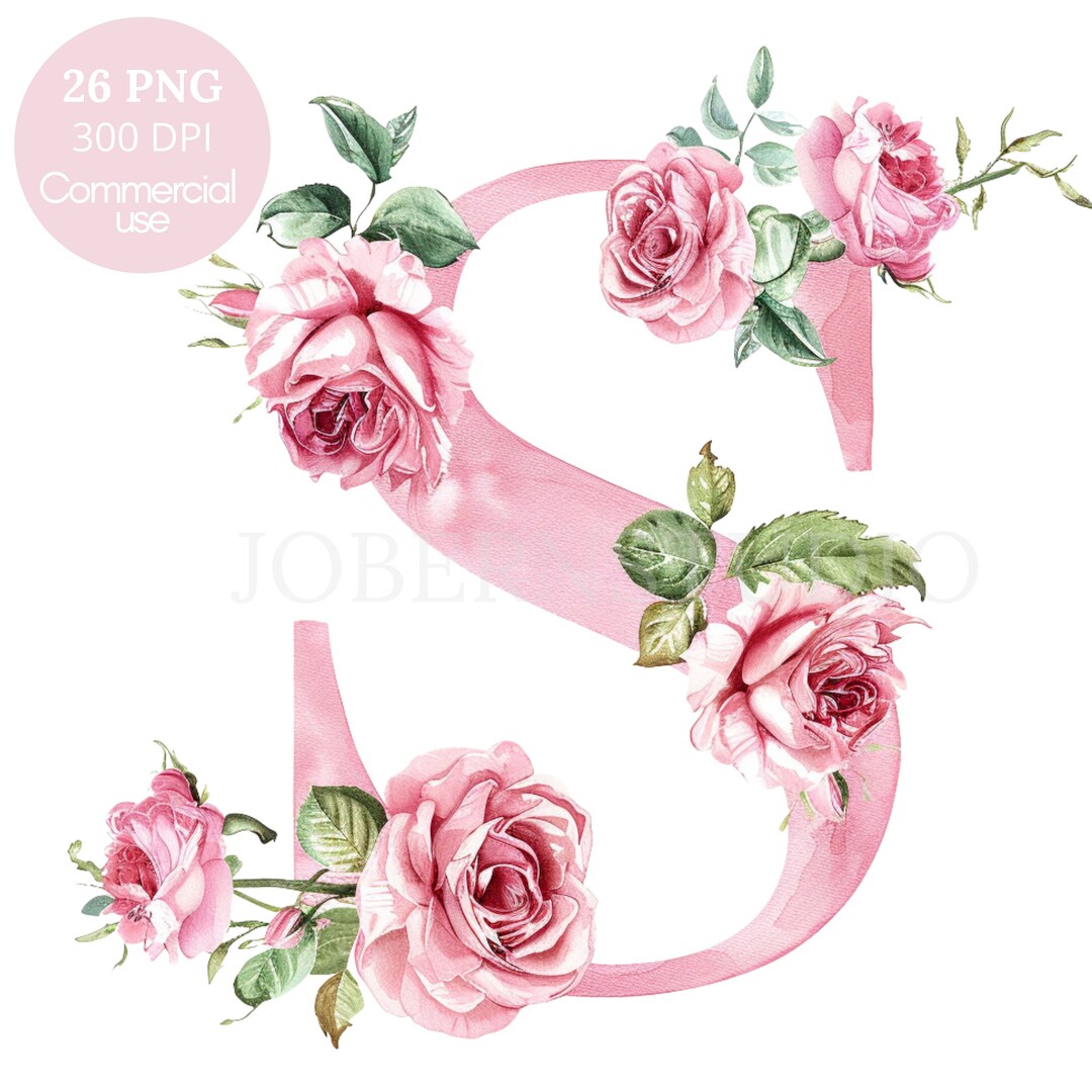 Pink Alphabet Letter Clipart Bundle 26 High Quality PNG, Watercolor ...