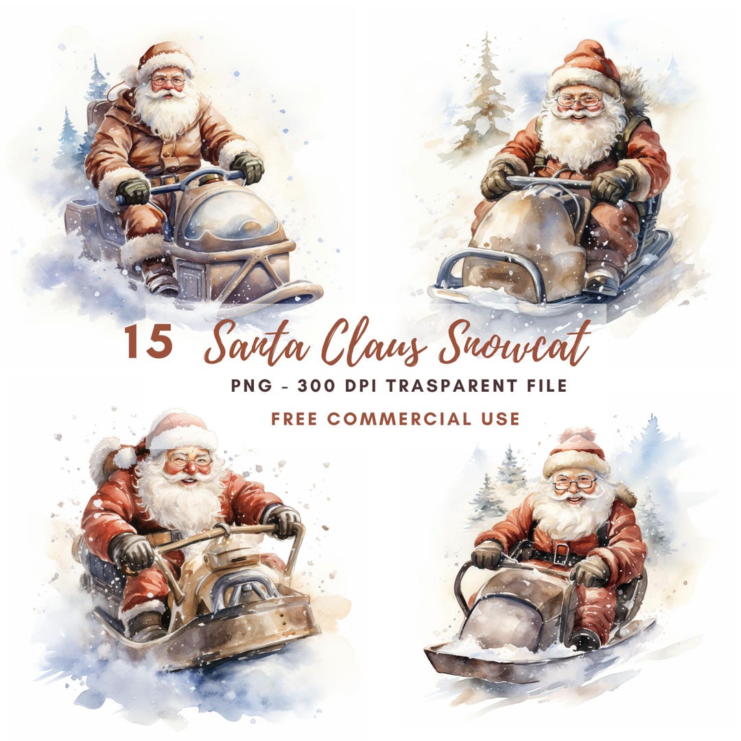 Christmas Santa Claus Snowcat Clipart, Bundle 15 High Quality Png ...