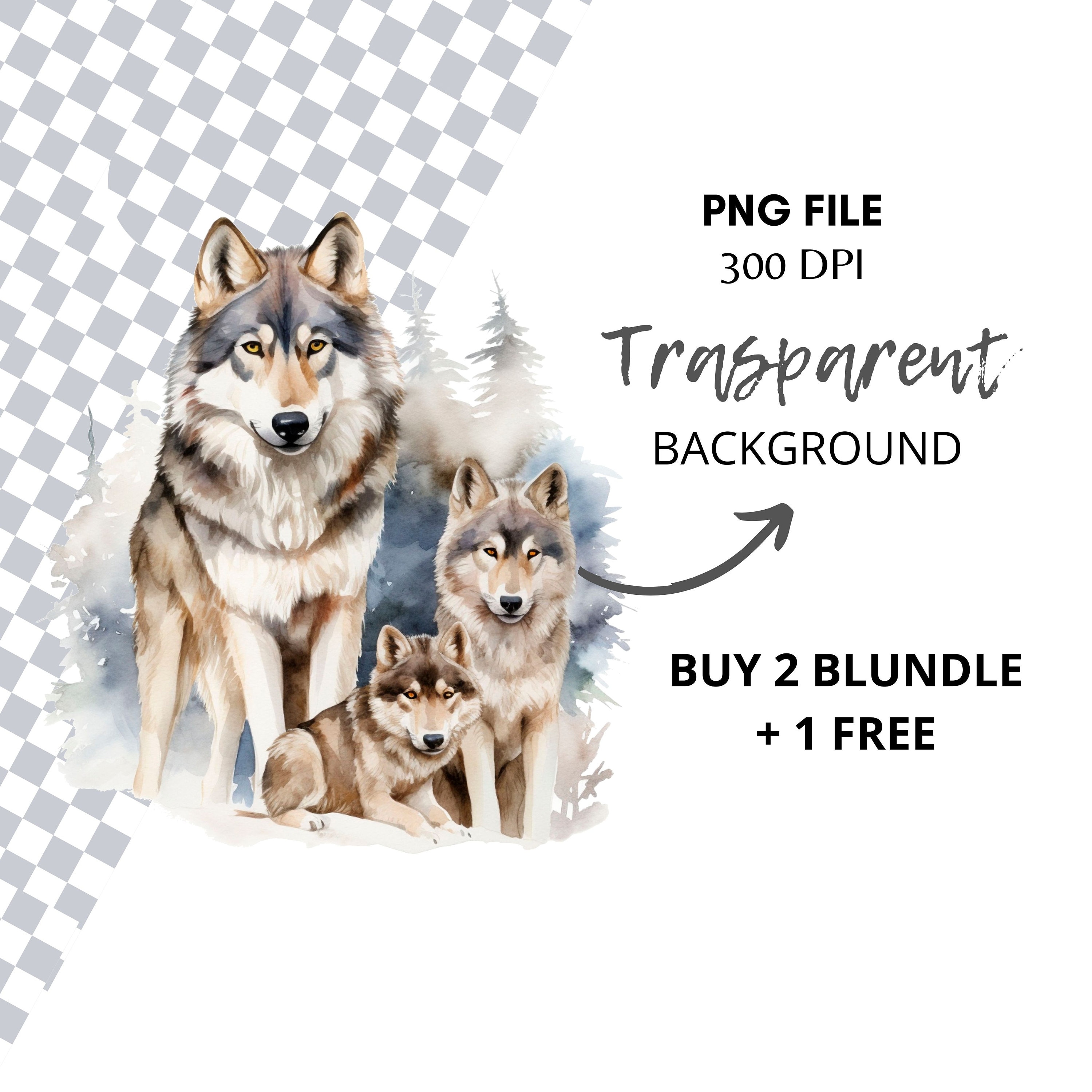 Wolf Family Clipart Png,bundle 15 High Quality Jpg,digital Download ...