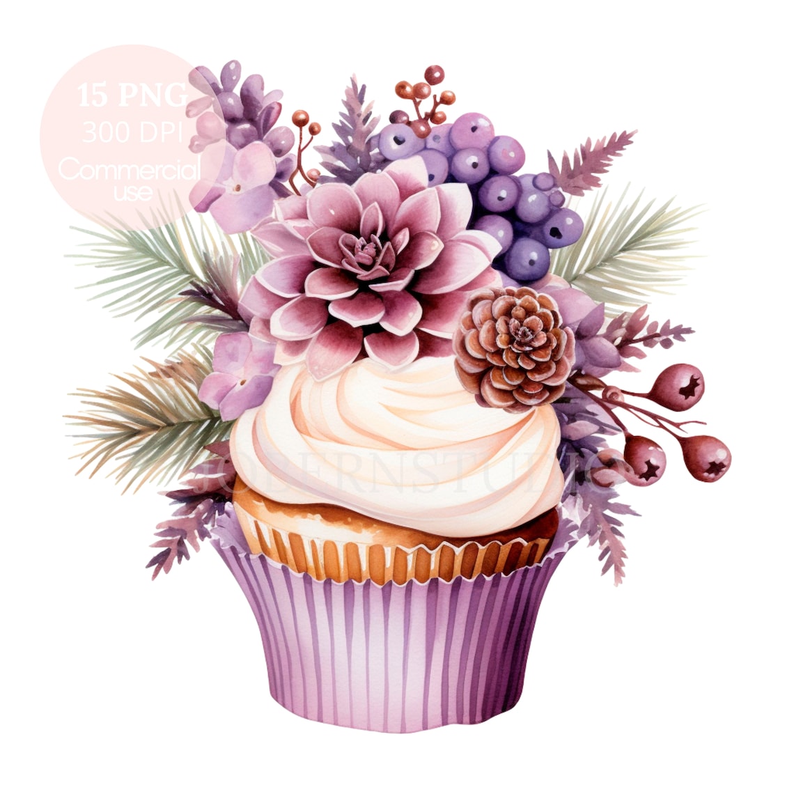 Christmas Cupcake Clipartbundle 15 High Quality - Etsy