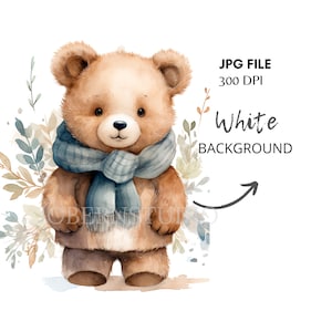 Winter Teddy Bear Clipart,bundle 15 High Quality Png,watercolor Clip ...