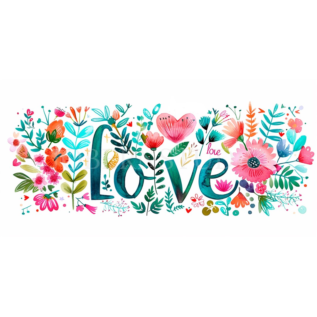 Love Flower Border Clipart Bundle 12 High Quality Png,watercolor Floral ...