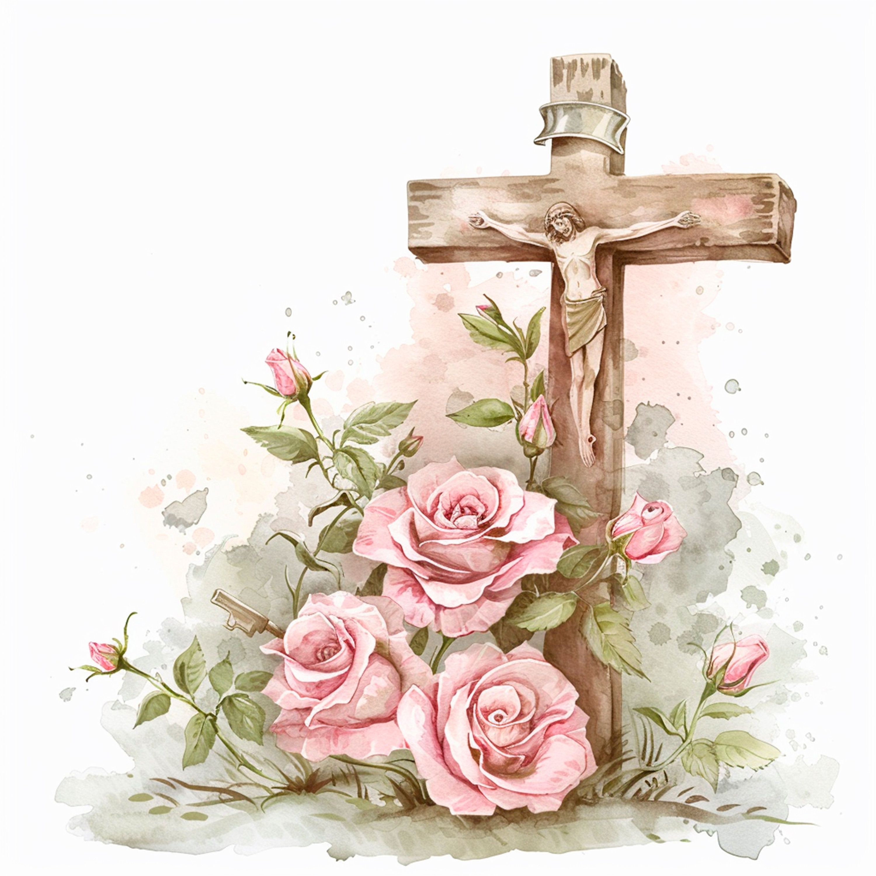 Flower Cross Clipart Bundle 12 High Quality Png,cross Watercolor ...
