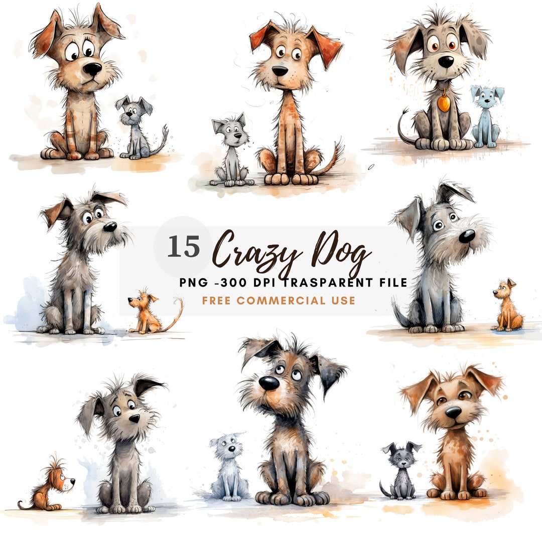 Crazy Dog Clipart PNG Bundle 15 High Quality Jpg,funny Grumpy Dogs ...