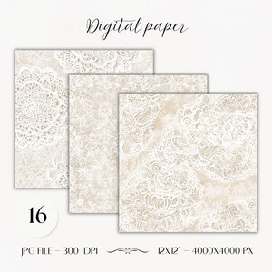 White Lace Digital Paper Pack-16 Vintage Scrapbook Junk Journal Papers ...