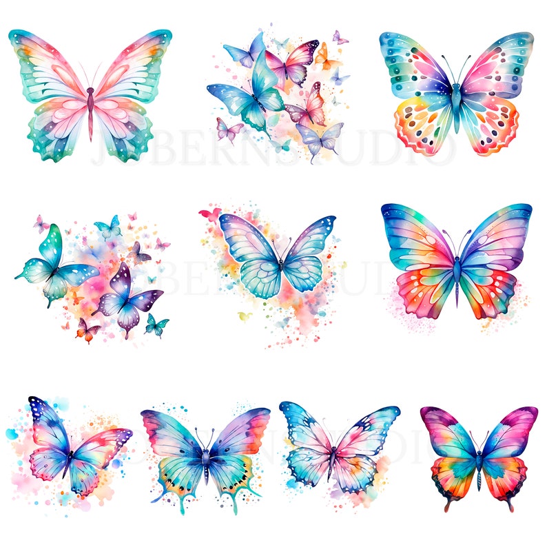 Watercolor Butterflies Clipart PNG Bundle 20 High Quality,butterfly ...