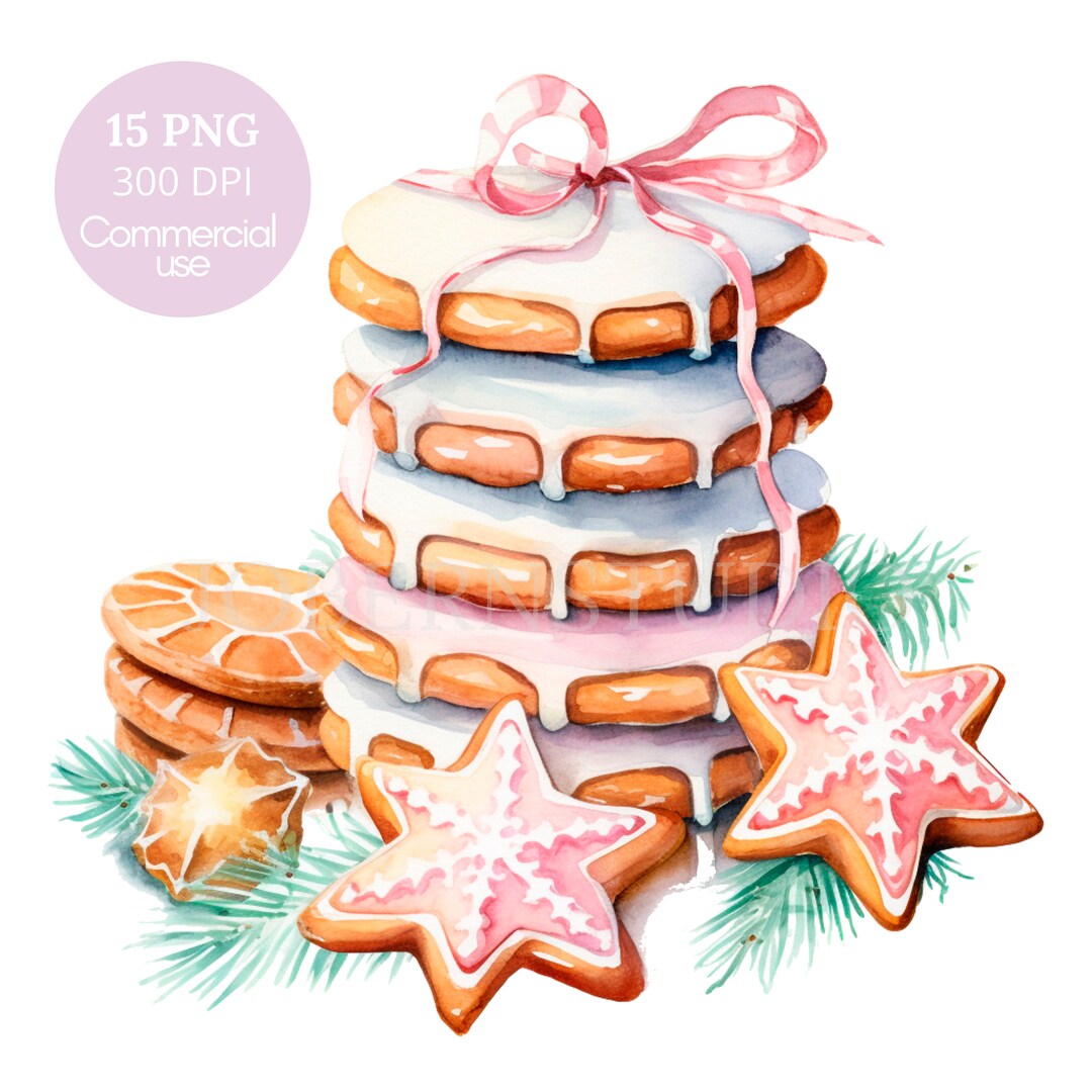 Christmas Cookies Clipart Bundle 15 High Quality Png,watercolor Clip ...
