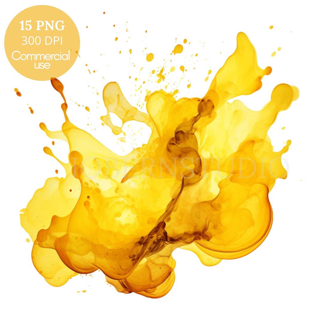 Watercolor Fall Color Splash Clipart,15 Watercolor Graphics Alcohol Ink ...