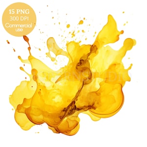 Watercolor Fall Color Splash Clipart,15 Watercolor Graphics Alcohol Ink ...