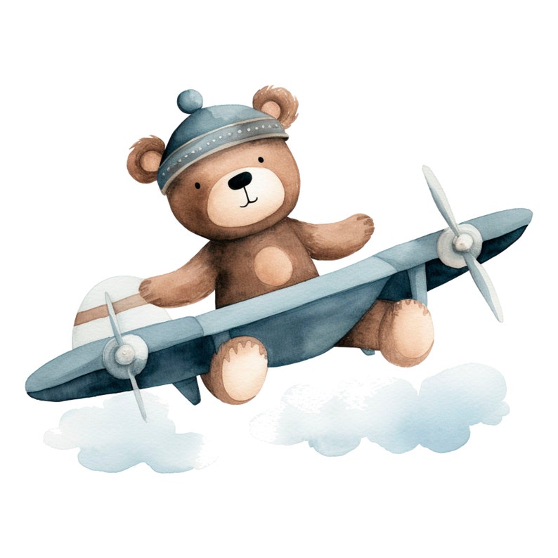 Teddy Bear Aviator Clipart PNG Bundle 15 High Quality Jpg,digital ...