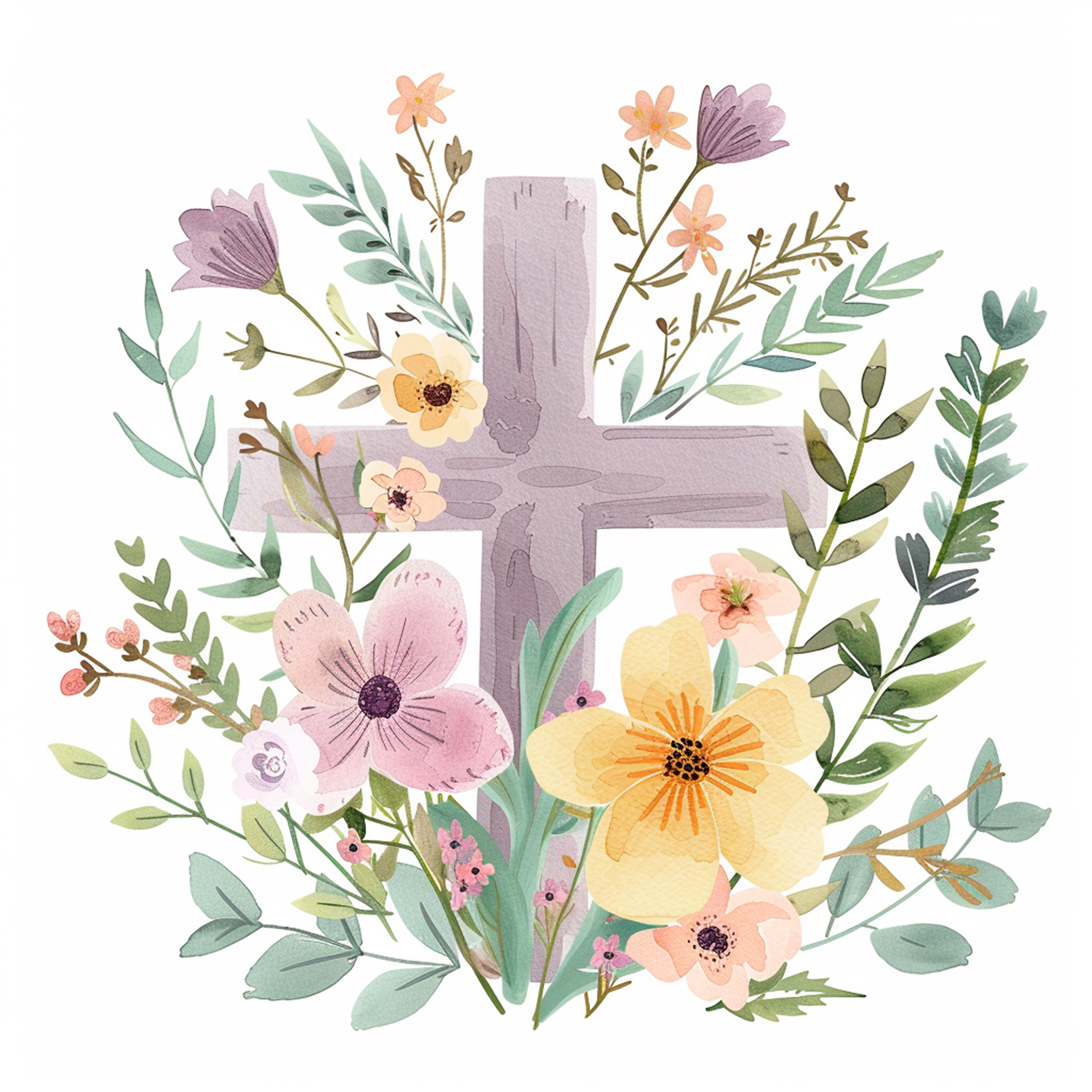 Flower Cross Clipart Bundle 15 High Quality Png,cross Watercolor ...