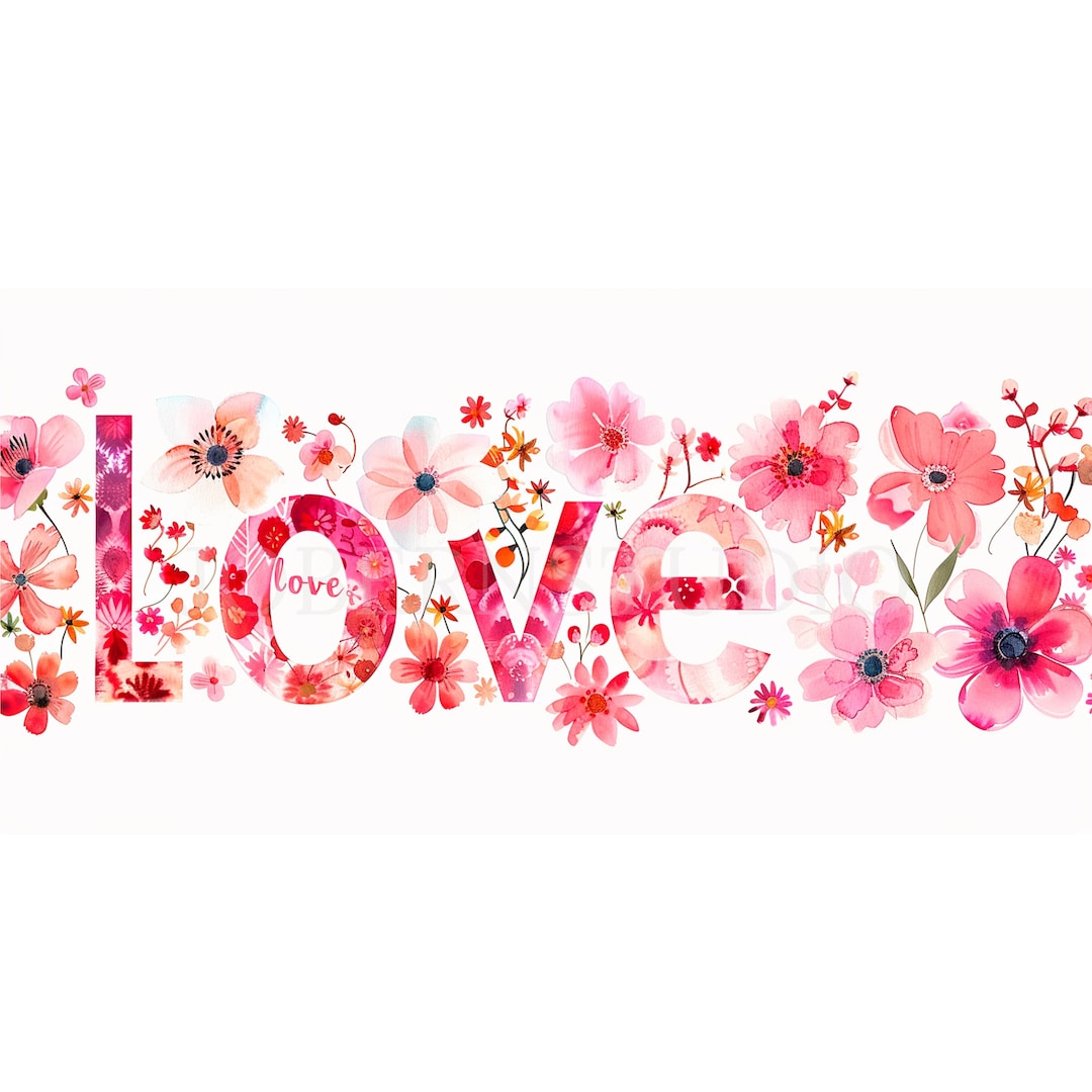 Love Flower Border Clipart Bundle 12 High Quality Png,watercolor Floral ...