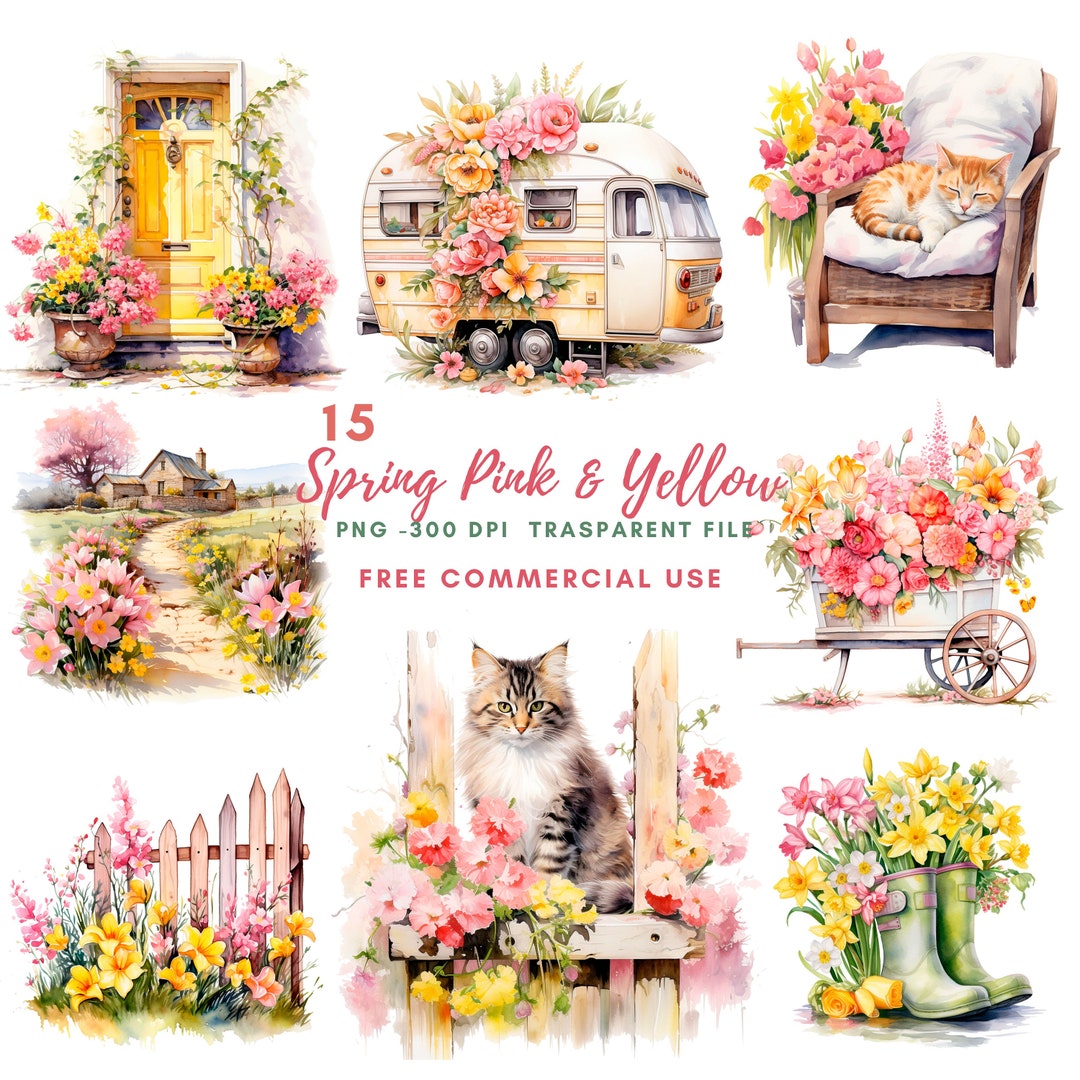 Beauty Spring Clipart Png,bundle 15 High Quality,watercolor Garden ...