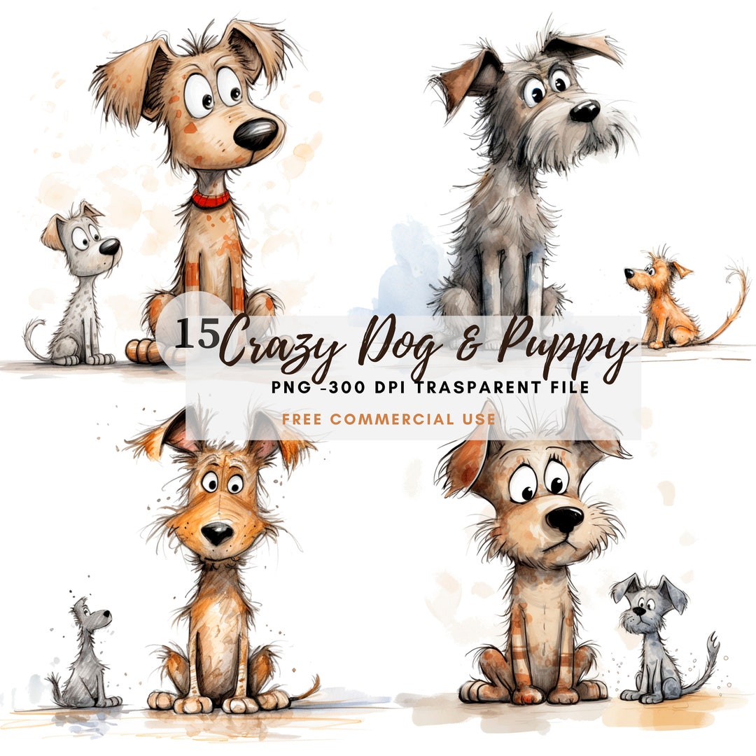 Crazy Dog Clipart PNG Bundle 15 High Quality Jpg,funny Grumpy Dogs ...