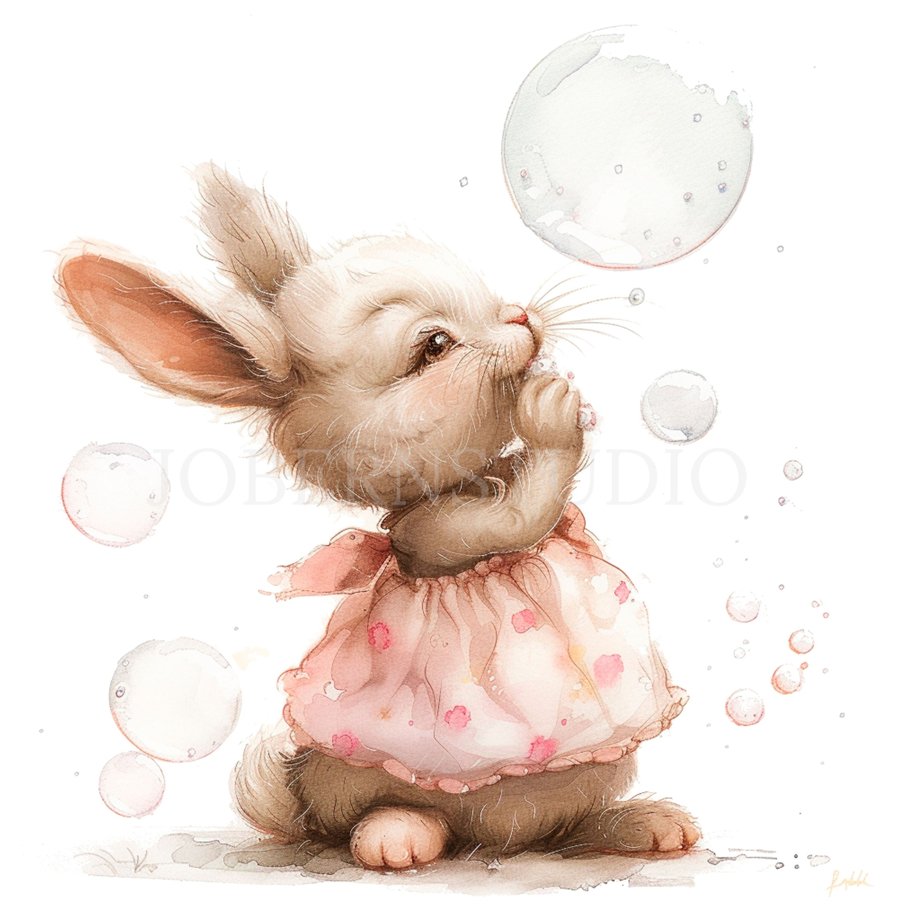 Cute Bunny Clipart PNG Bundle 15 High Quality,watercolor Bunny Bubbles ...