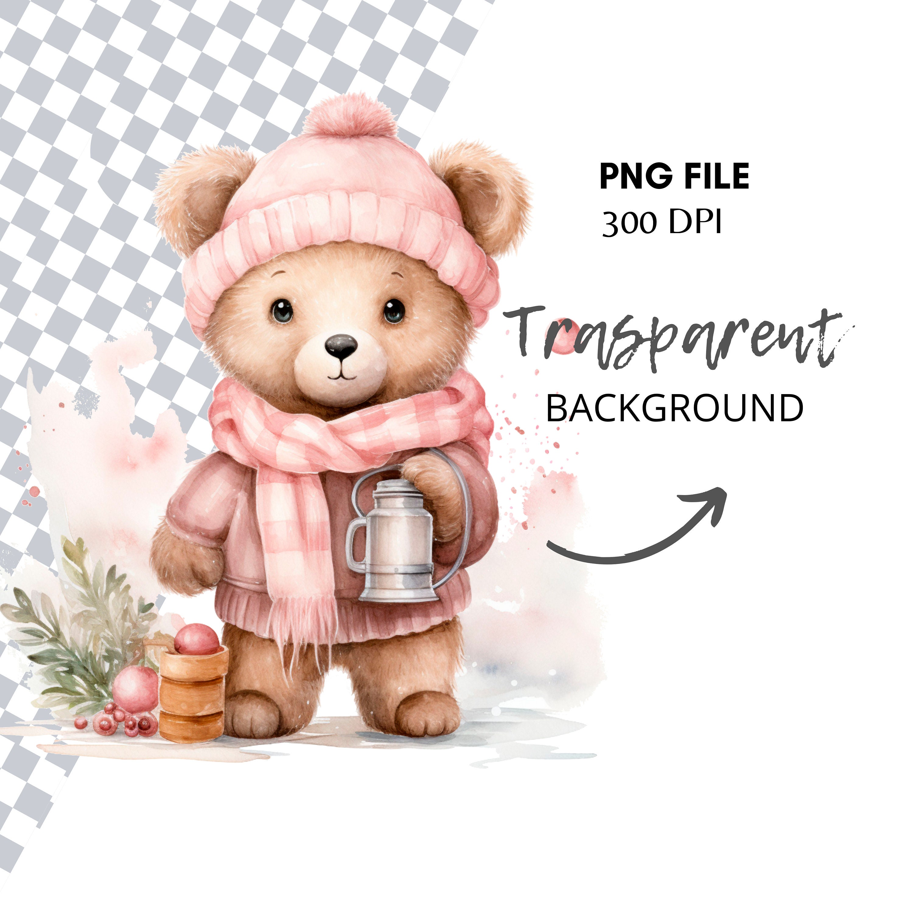 Winter Teddy Bear Clipart Pngbundle 15 High Quality - Etsy