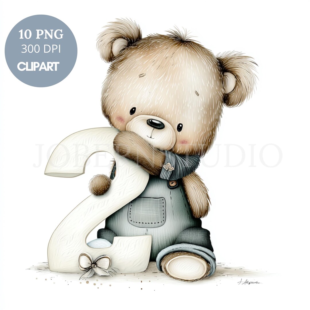 Nursery Teddy Bear Number 0-9 Clipart Bundle 10 High Quality PNG, Baby ...