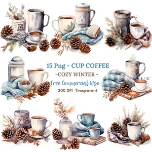 Cozy Winter Coffee Clipart Png,bundle 15 High Quality Jpg,digital ...