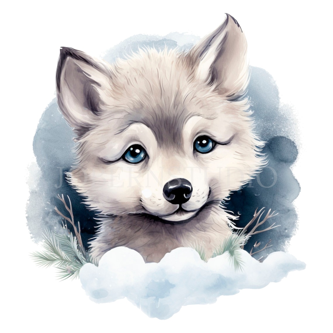 Winter Baby Wolf Clipart Png,bundle 15 High Quality Jpg,digital ...