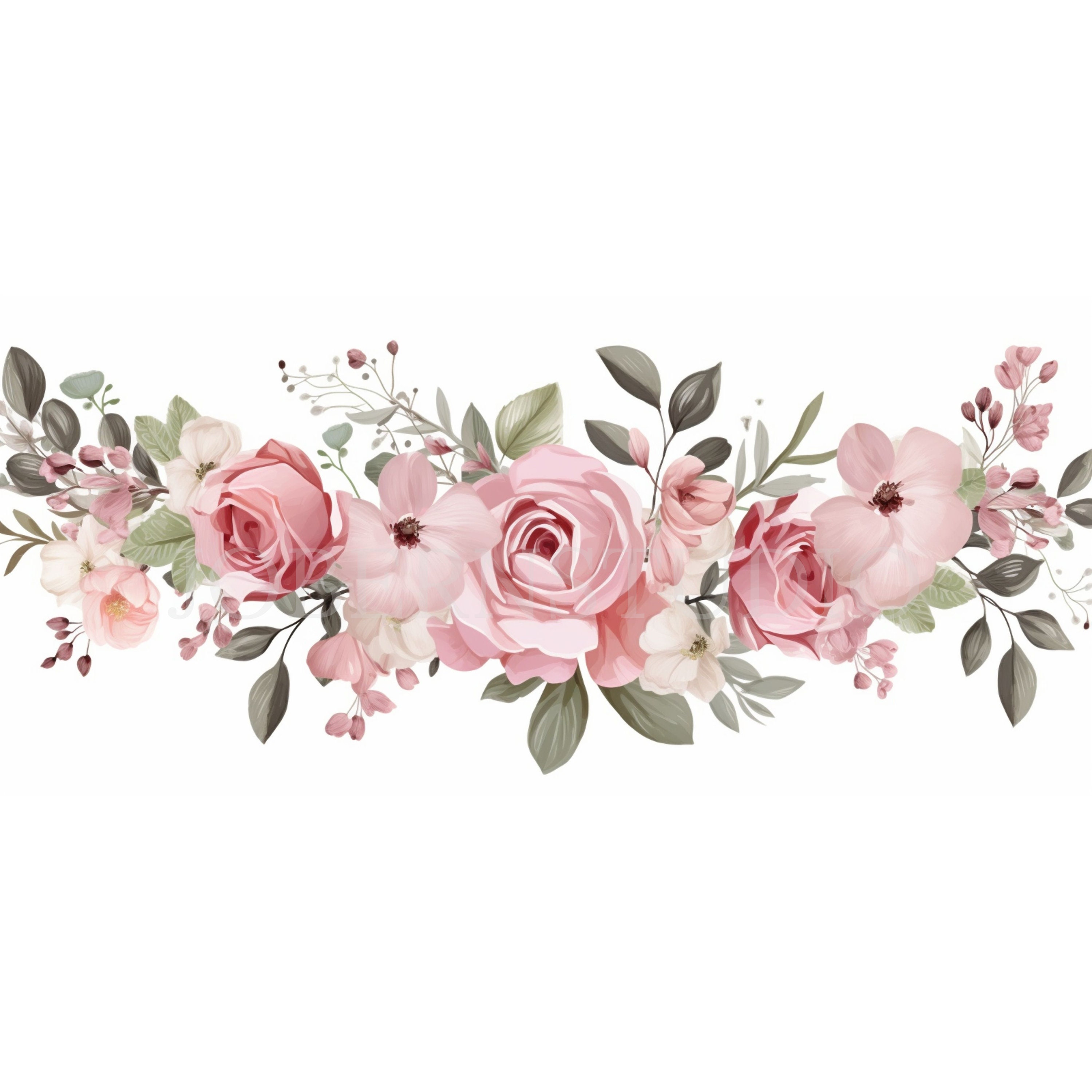 Rose Garland Clipart Bundle 15 High Quality Png,watercolor Floral ...