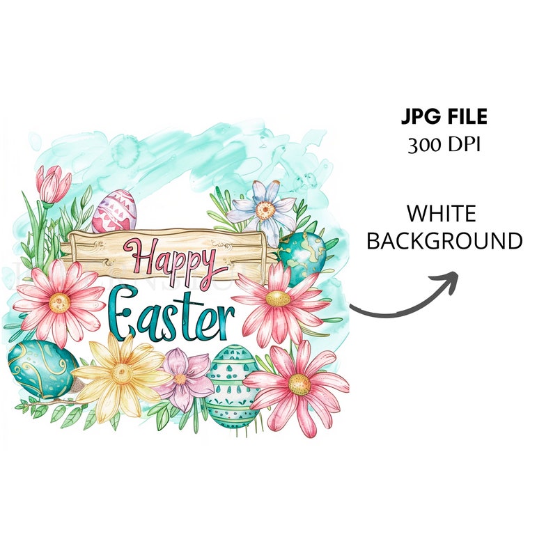 Easter Word Clipart PNG Bundle 15 High Quality,pastel Easter Watercolor ...