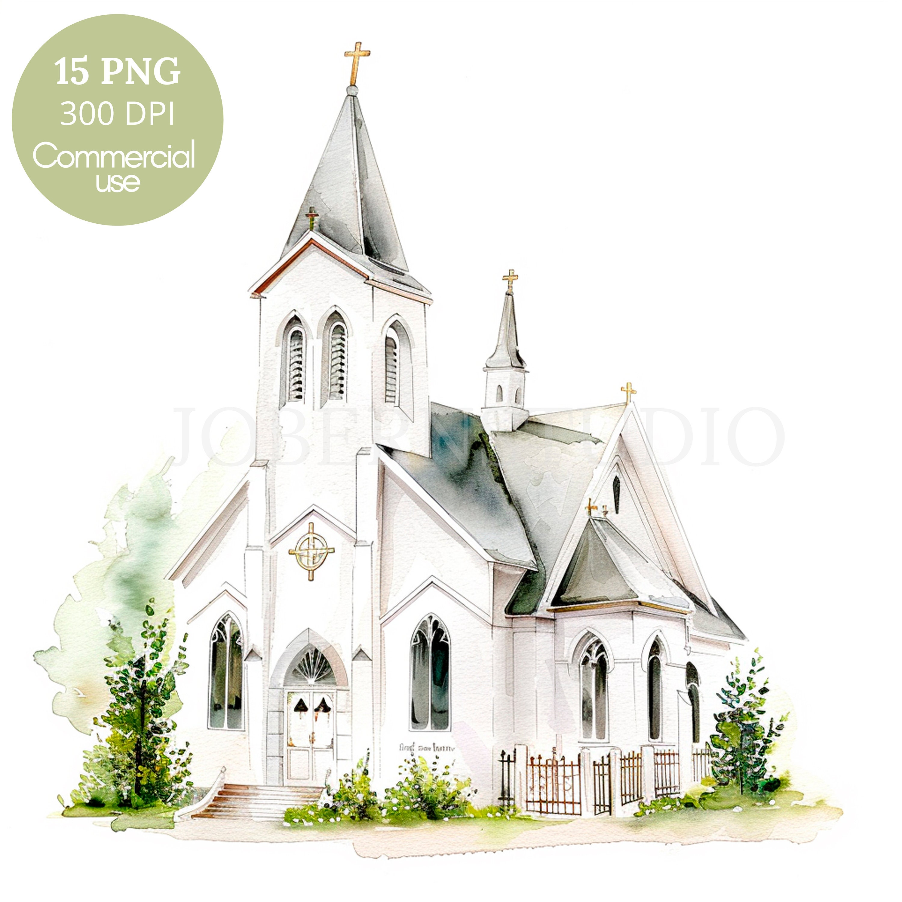 White Church Clipart Png,bundle 15 High Quality,watercolor Church ...