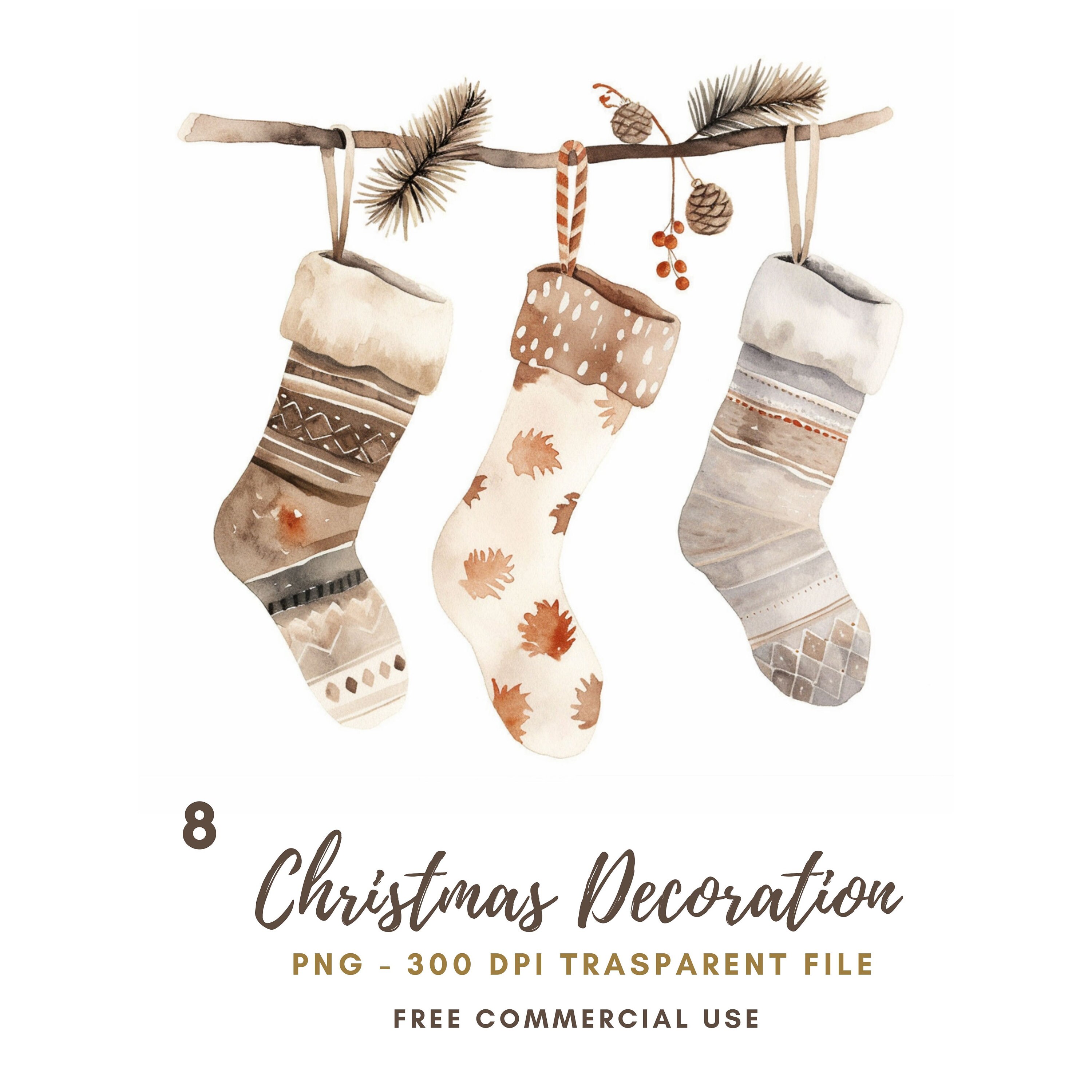 Christmas Ornament Clipart PNG Bundle 8, Watercolor Christmas ...