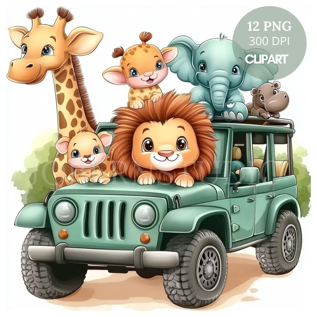 Safari Animal Clipart Bundle 12 High Quality PNG, Watercolor Safari ...